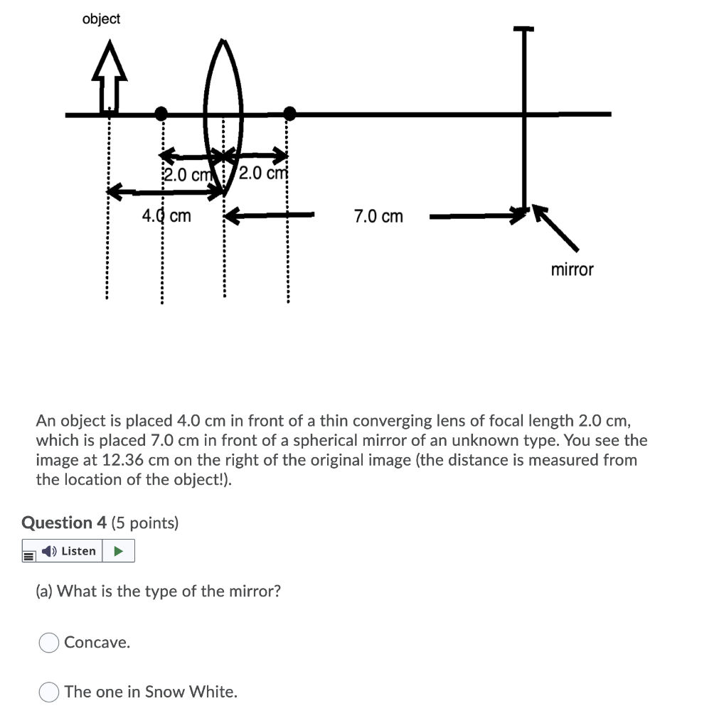 Solved object 14 2.0 cm 2.0 cm 4.6 cm 7.0 cm mirror An | Chegg.com