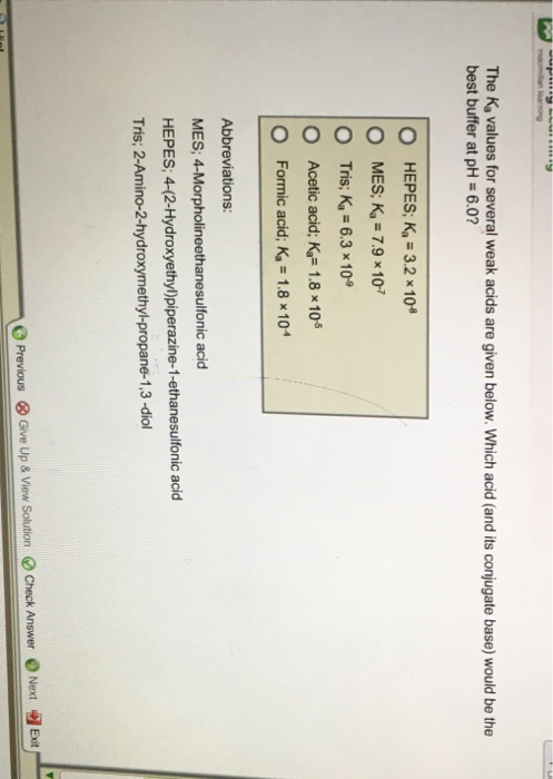 Solved The K_a values for several weak acids are given | Chegg.com