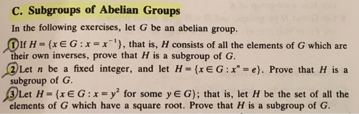 Solved C. Subgroups of Abelian Groups In the following | Chegg.com