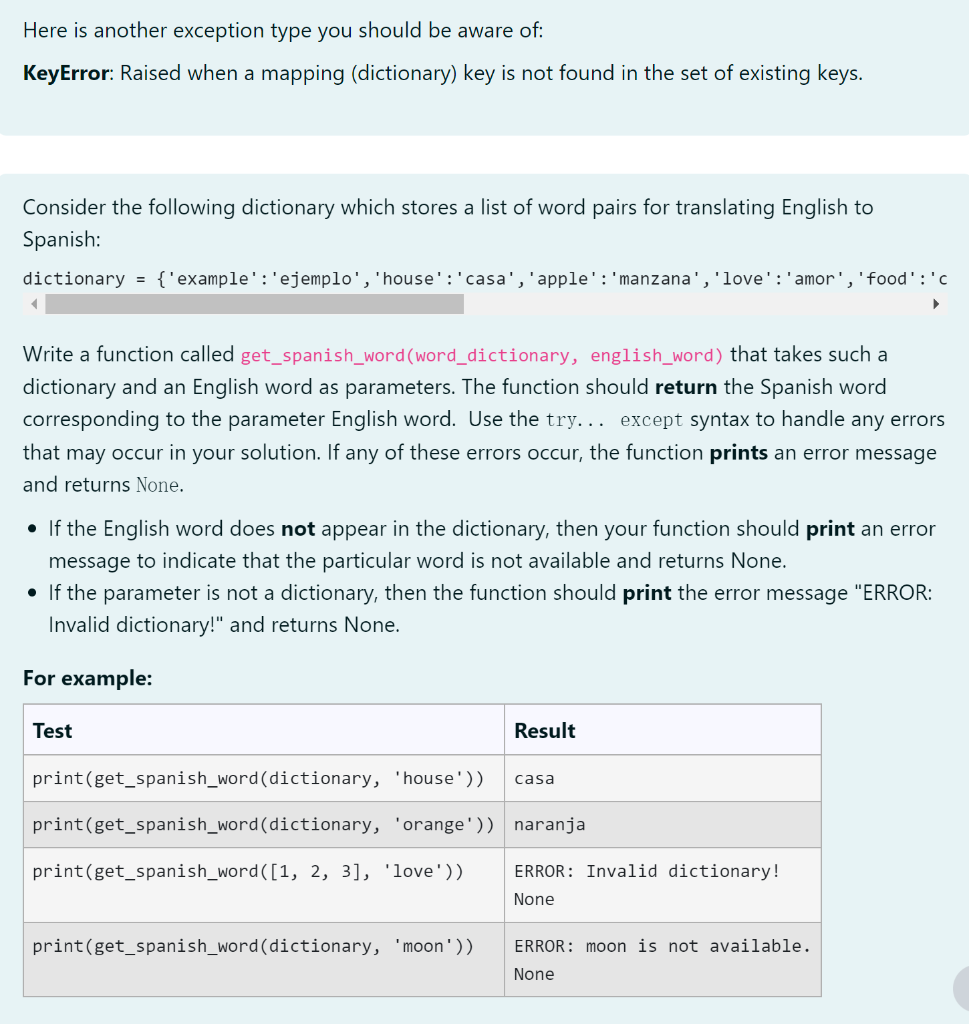 Solved Here is another exception type you should be aware | Chegg.com