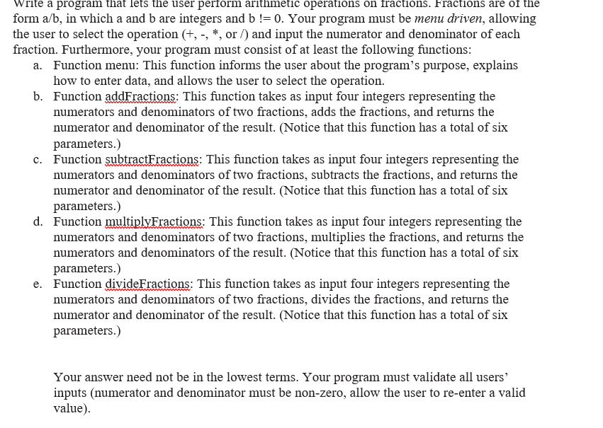 Solved Write a program that lets the user perform aritinetic | Chegg.com