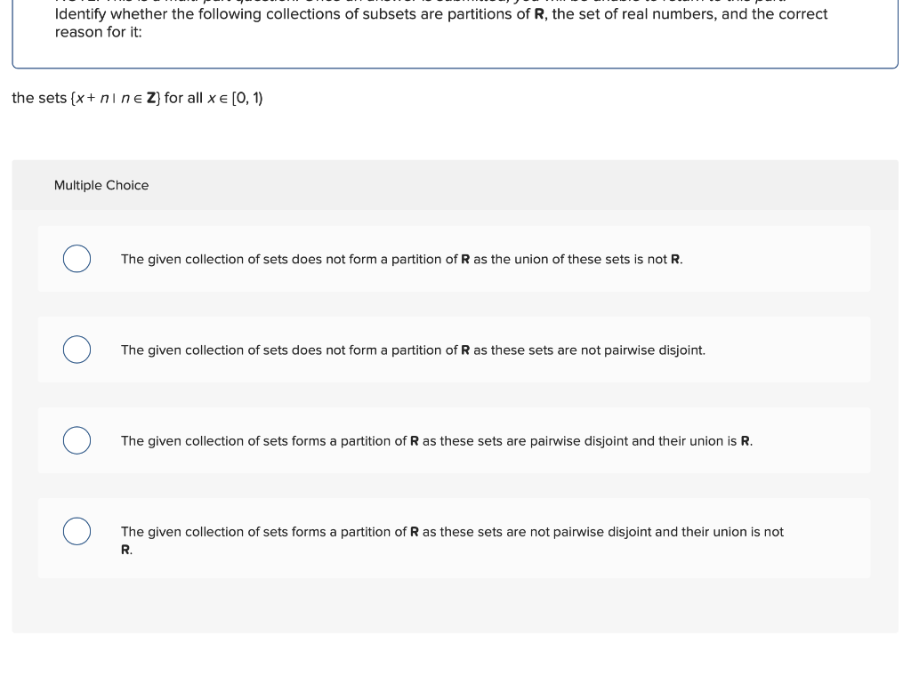 Solved Identify whether the following collections of subsets | Chegg.com