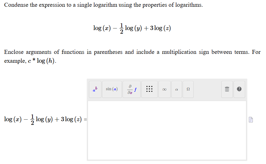 Solved Condense The Expression To A Single Logarithm Using