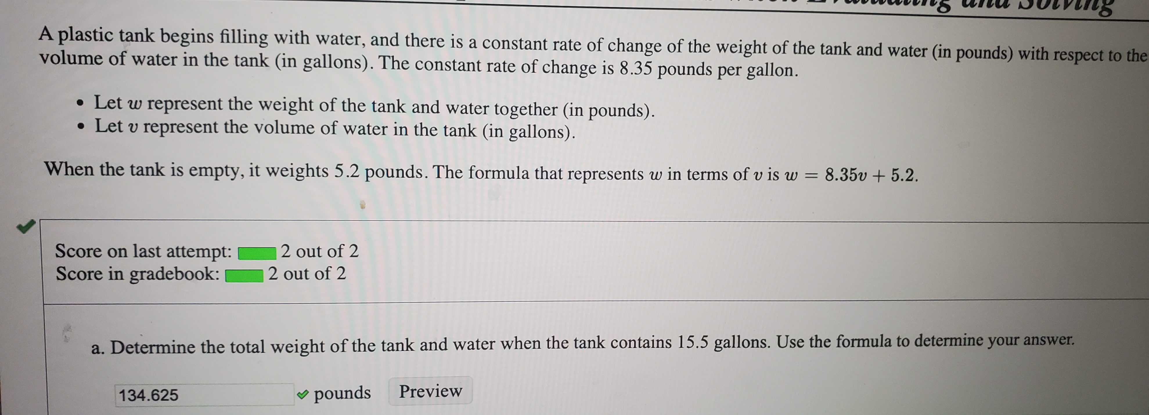 Solved c. Determine the volume of water in the tank when the | Chegg.com