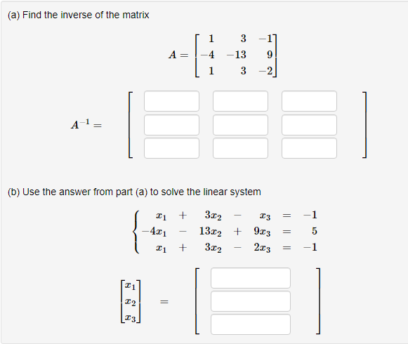 Solved (a) Find the inverse of the matrix | Chegg.com