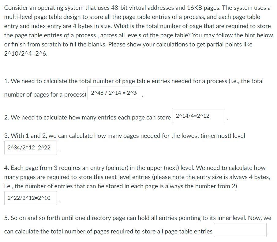 Solved Consider an operating system that uses 48 -bit | Chegg.com