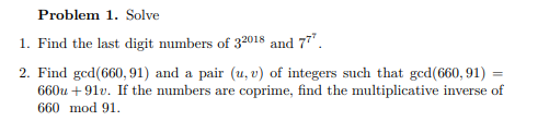Solved Problem 1. Solve 1. Find the last digit numbers of | Chegg.com