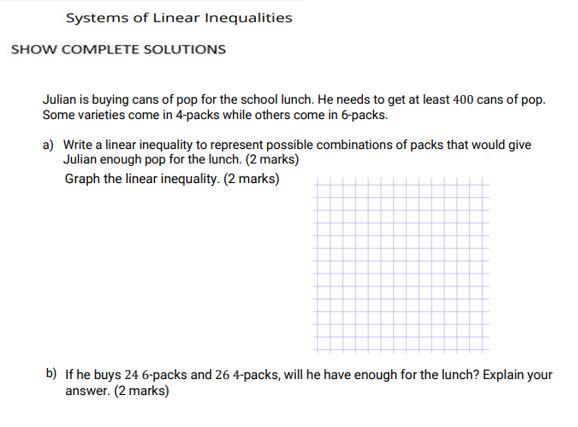 Solved Systems of Linear Inequalities SHOW COMPLETE | Chegg.com