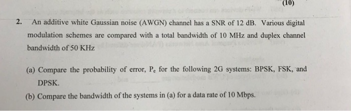 Solved (10) 2. An additive white Gaussian noise (A WGN) | Chegg.com