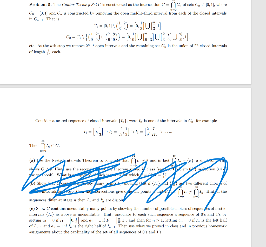 Solved n=0 Problem 5. The Cantor Ternary Set C is | Chegg.com