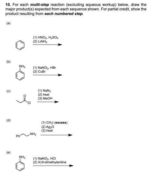 Solved 10. For each multi-step reaction (excluding aqueous | Chegg.com