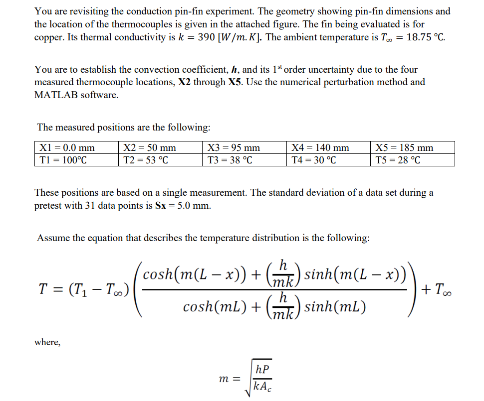 You are revisiting the conduction pin-fin experiment. | Chegg.com
