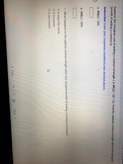 Solved Suppose the marginal cost of writing a contract of | Chegg.com