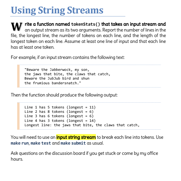 Solved DY rite a function named tokenstats() that takes an | Chegg.com
