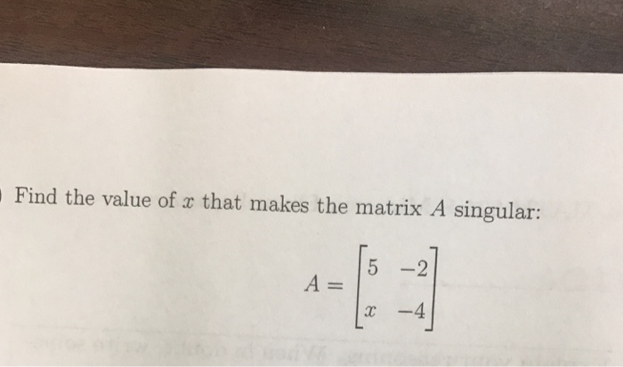 Solved Find the value of x that makes the matrix A singular: | Chegg.com