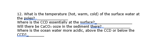 Solved CARBONATE COMPENSATION DEPTH (CCD)12. What is the | Chegg.com