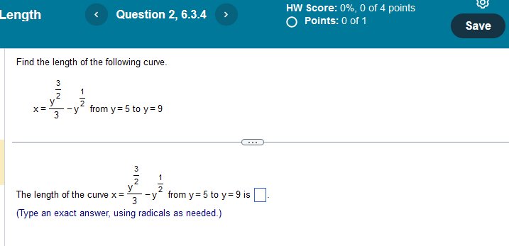 Solved Find the length of the following curve. x=3y23−y21 | Chegg.com