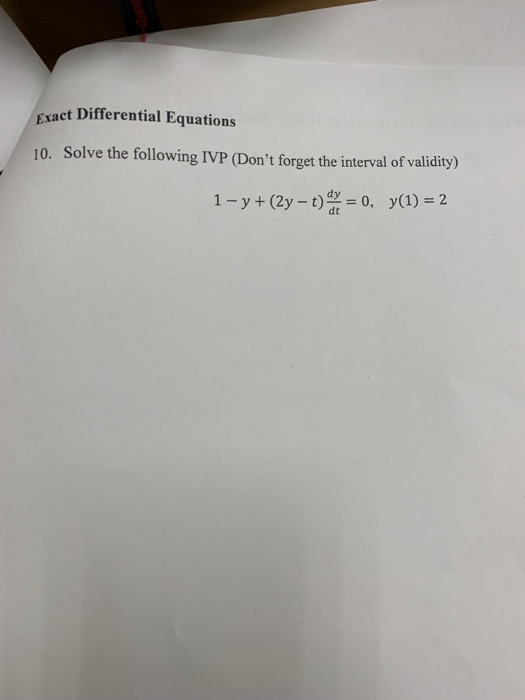 Solved Exact Differential Equations 10. Solve the following | Chegg.com