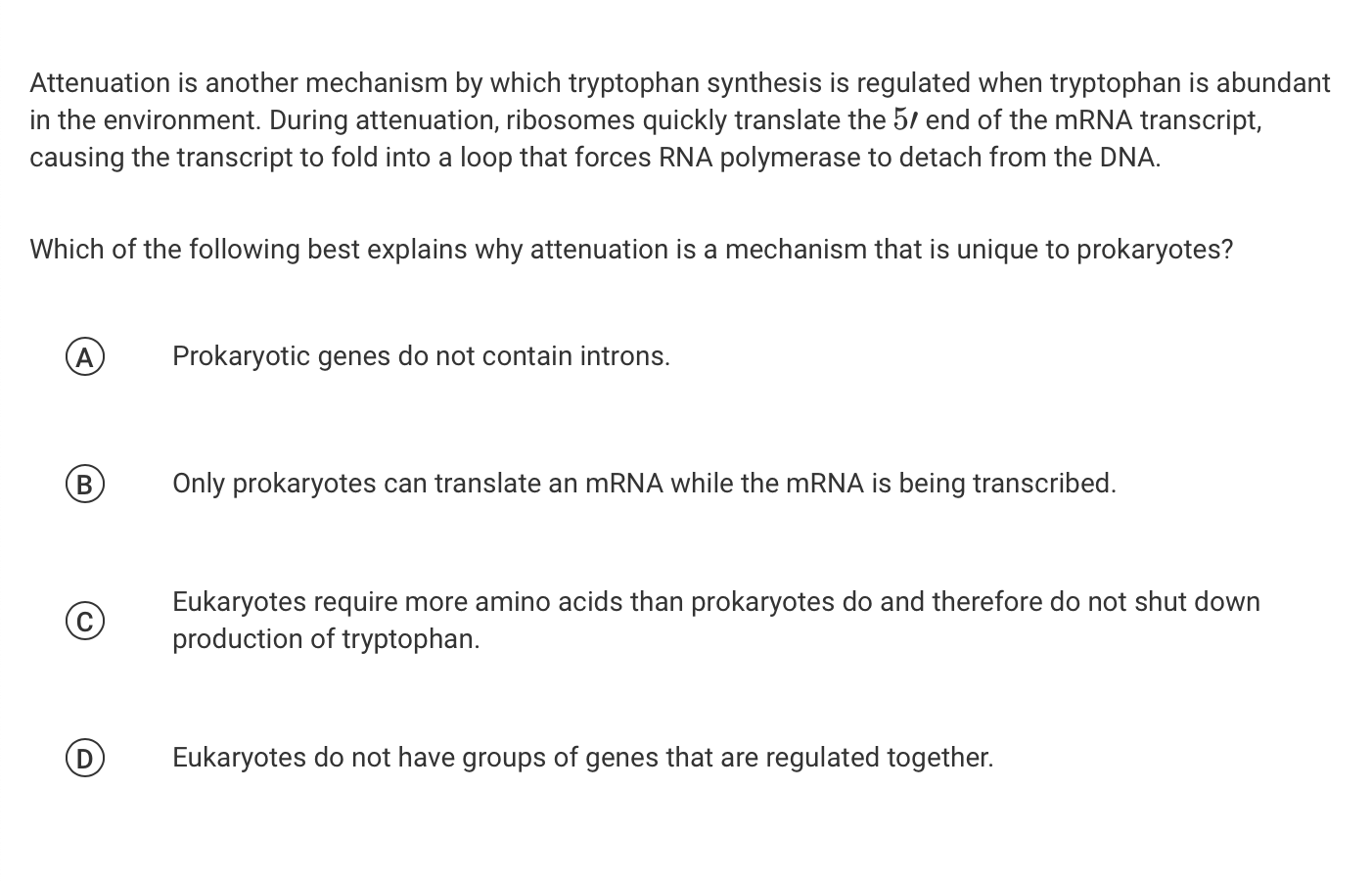 Solved Attenuation is another mechanism by which tryptophan | Chegg.com