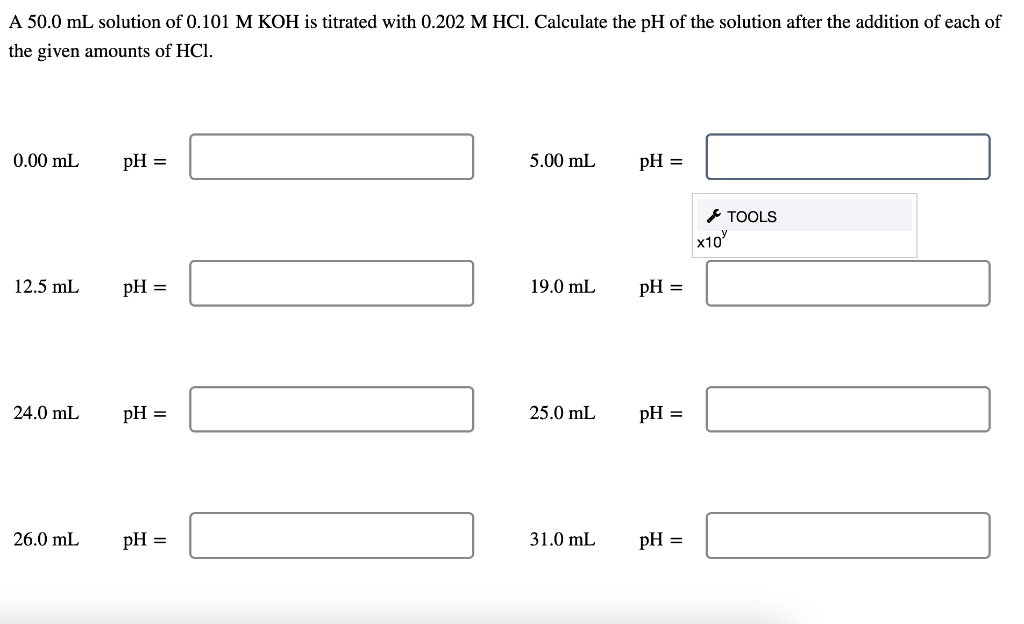 Solved A 50.0 mL solution of 0.101 M KOH is titrated with | Chegg.com