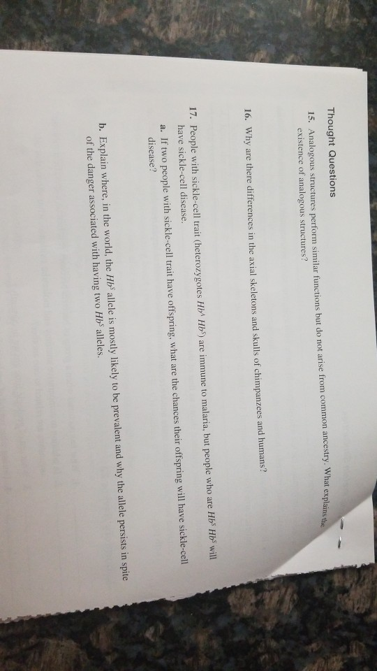 Solved Thought Questions 15. Analogous structures perform | Chegg.com