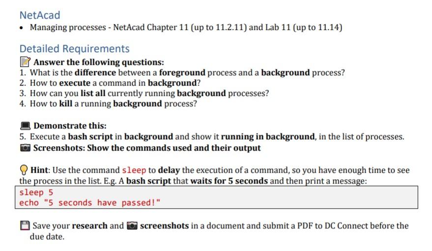 Solved NetAcad • Managing processes - NetAcad Chapter 11 (up | Chegg.com