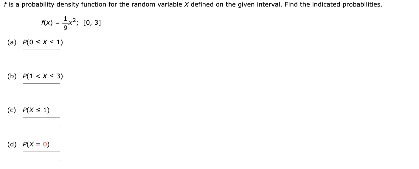 Solved f is a probability density function for the random | Chegg.com