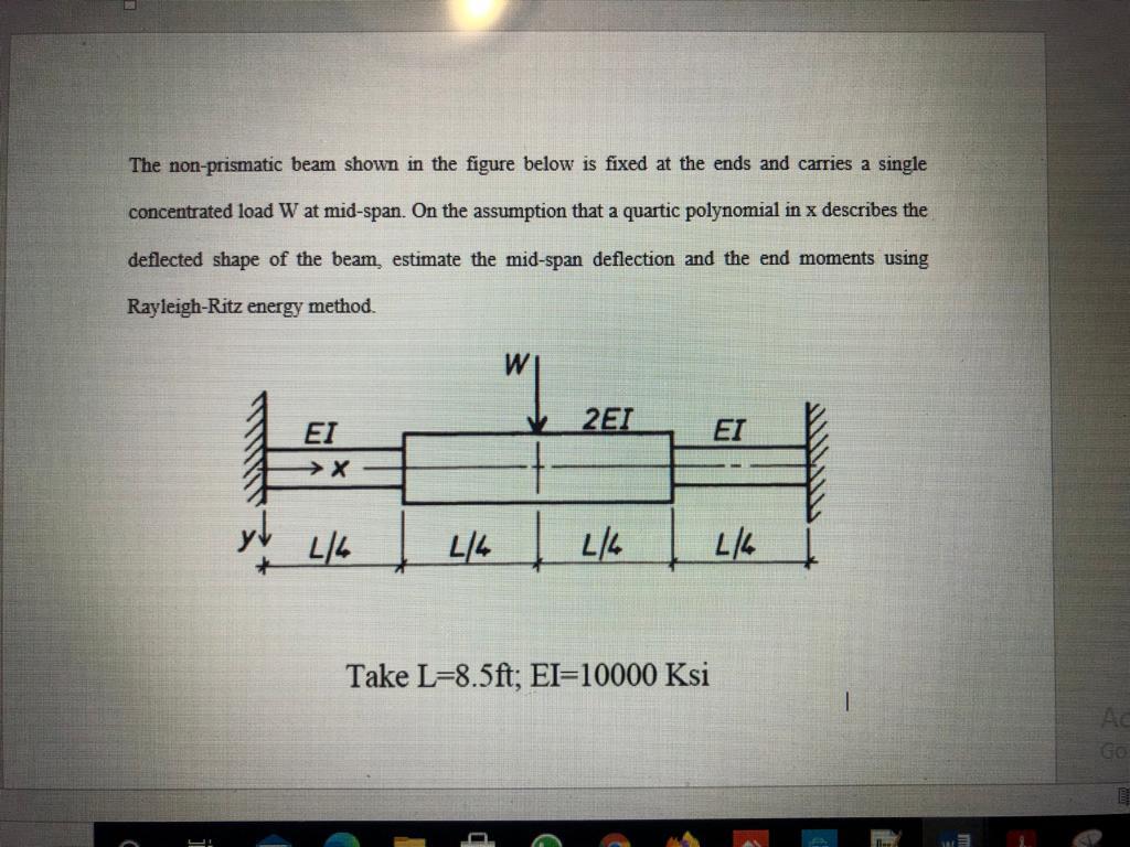 Solved The non-prismatic beam shown in the figure below is | Chegg.com