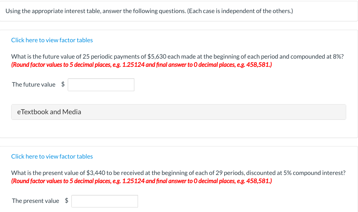 Solved Using the appropriate interest table, answer the | Chegg.com