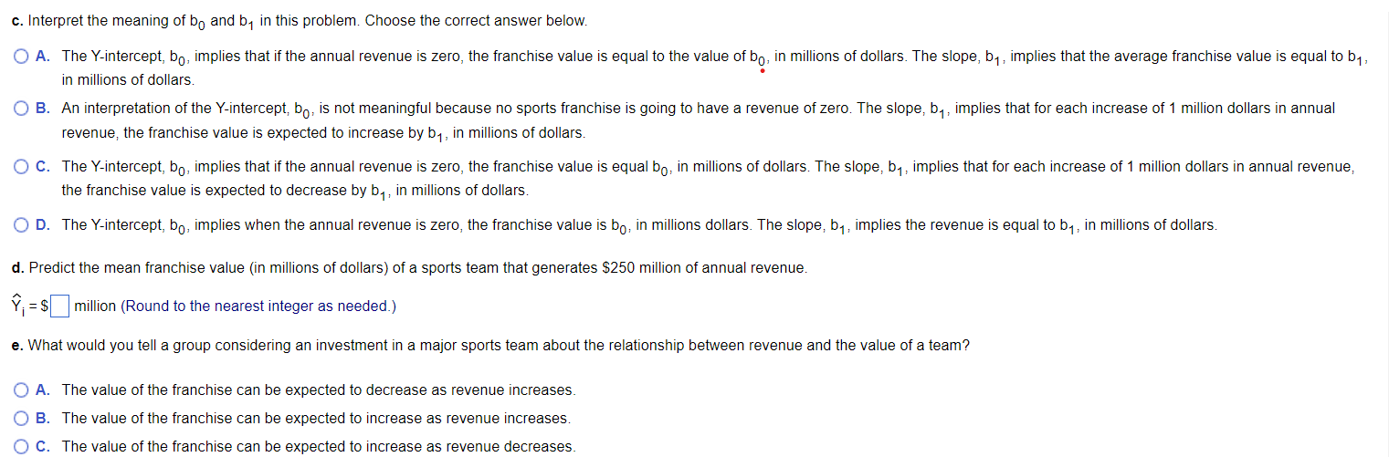 Solved Franchise Value and Annual Revenueyou want to develop | Chegg.com