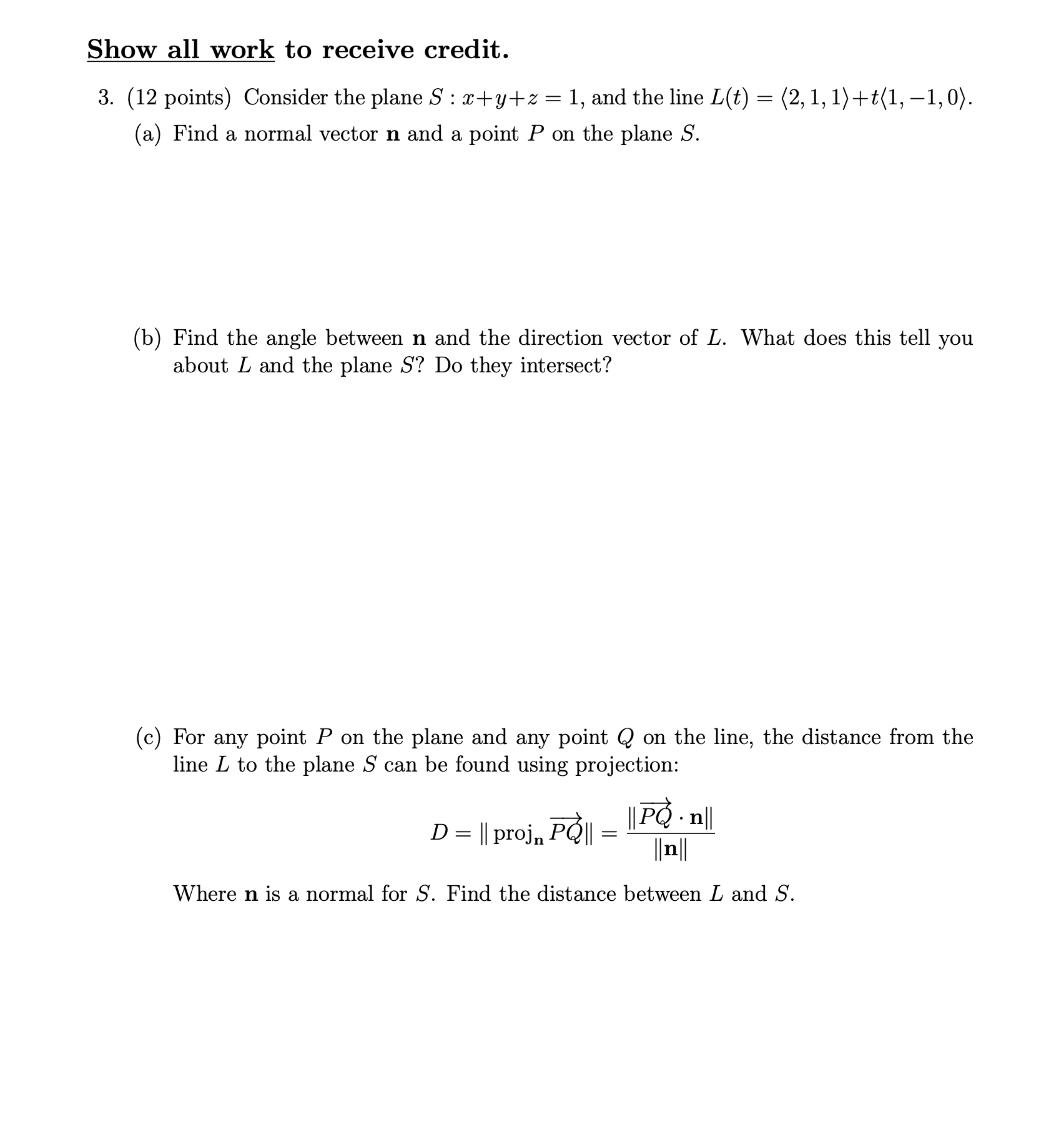 Solved Show all work to receive credit.(12 ﻿points) | Chegg.com
