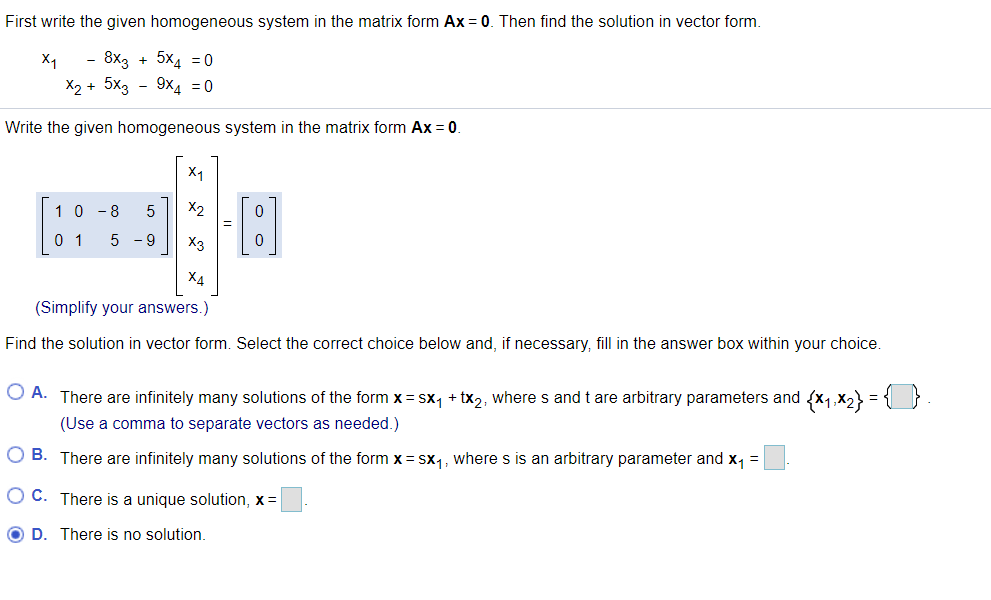 Solved First write the given homogeneous system in the | Chegg.com