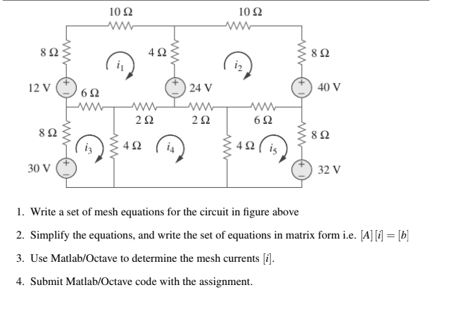 Solved 1. Write a set of mesh equations for the circuit in | Chegg.com