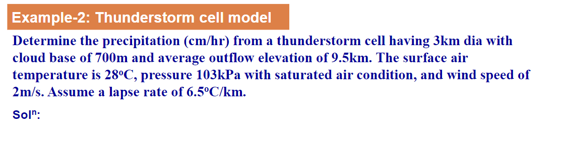 Solved Example-2: Thunderstorm cell model Determine the | Chegg.com