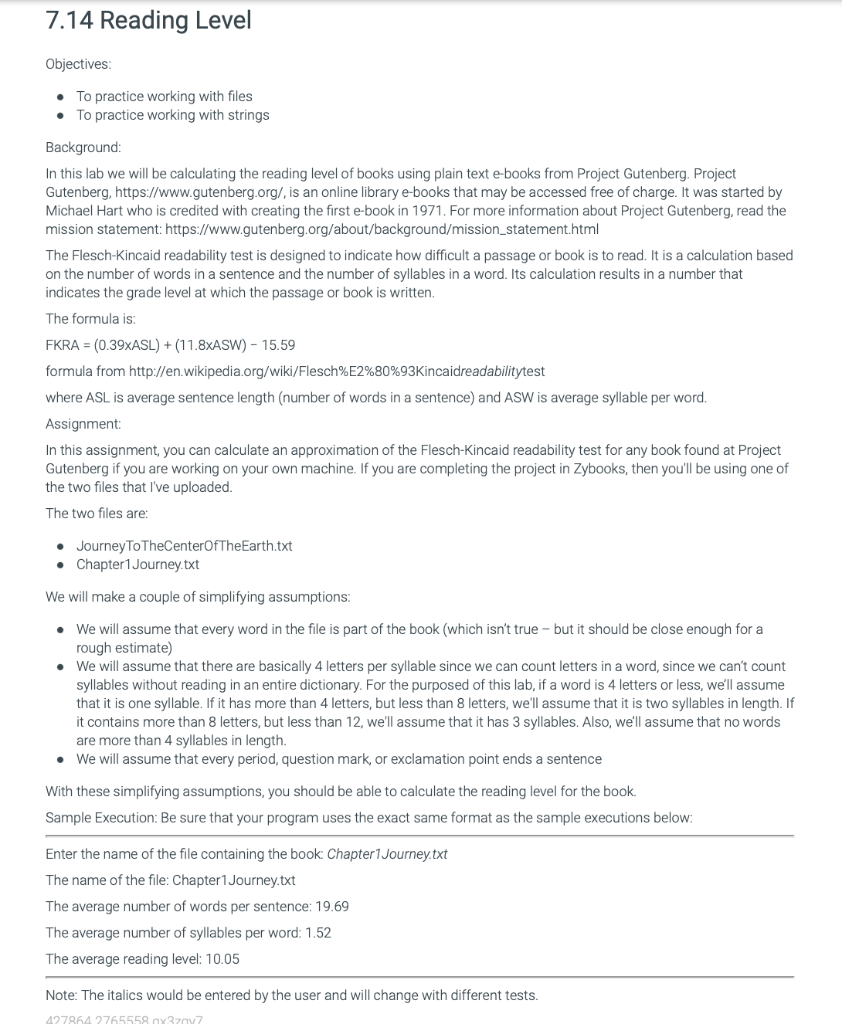 Solved Objectives: - To practice working with files - To | Chegg.com