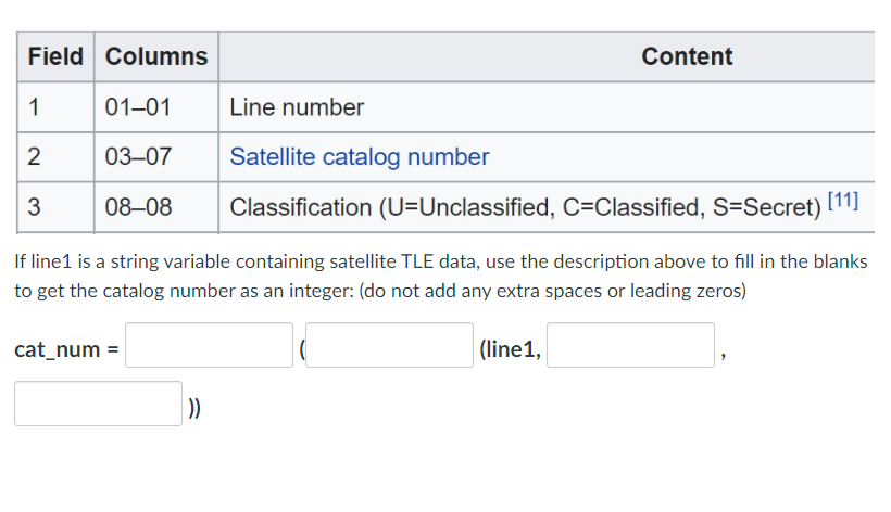 Solved Field Columns Content 1 01-01 Line number 2 03-07 | Chegg.com