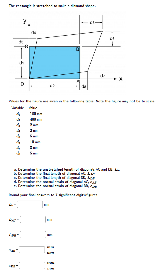 Solved The rectangle is stretched to make a diamond shape. | Chegg.com