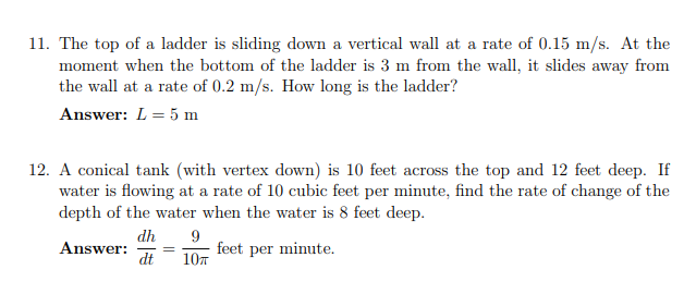 Solved 11. The top of a ladder is sliding down a vertical | Chegg.com