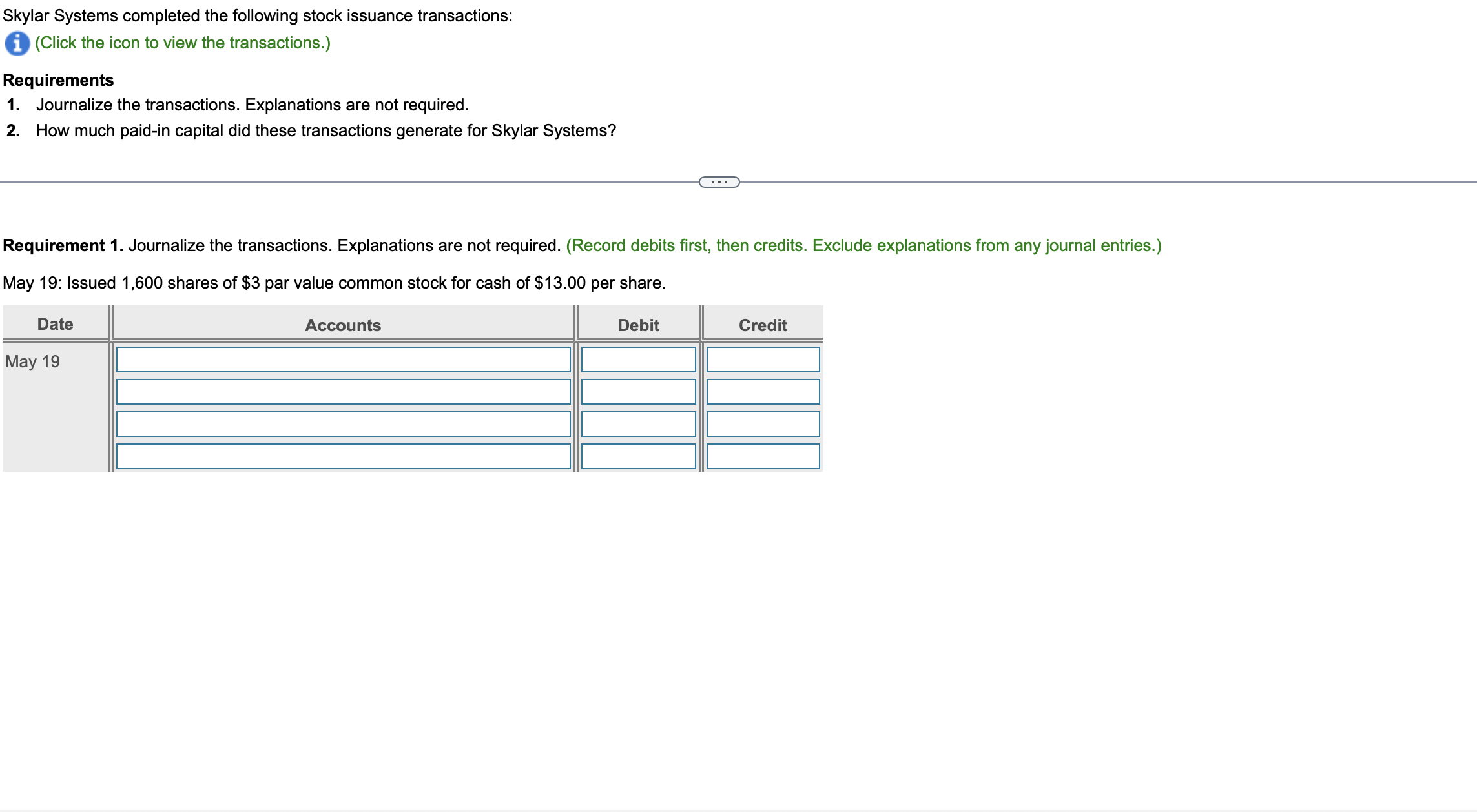 Solved Systems completed the following stock issuance | Chegg.com