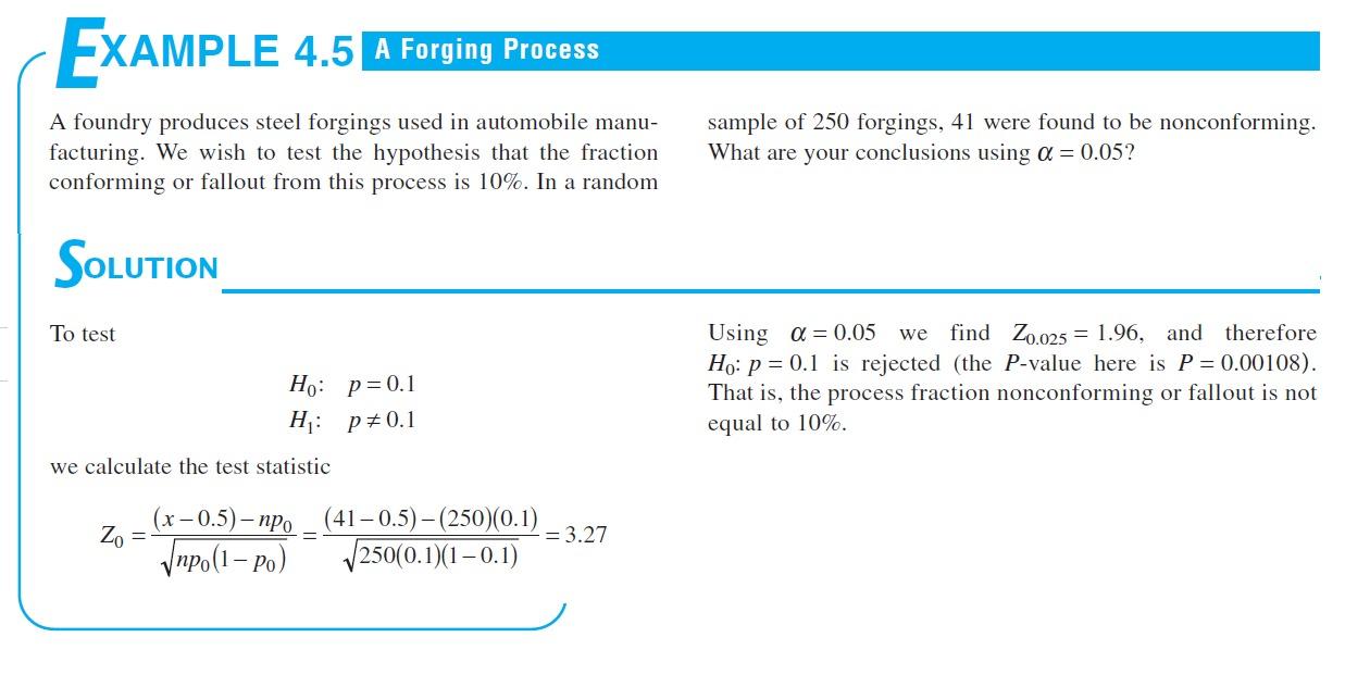 EXAMPLE 4.5 A Forging Process A foundry produces | Chegg.com