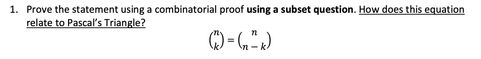 Solved 1 Prove The Statement Using A Combinatorial Proof 9963