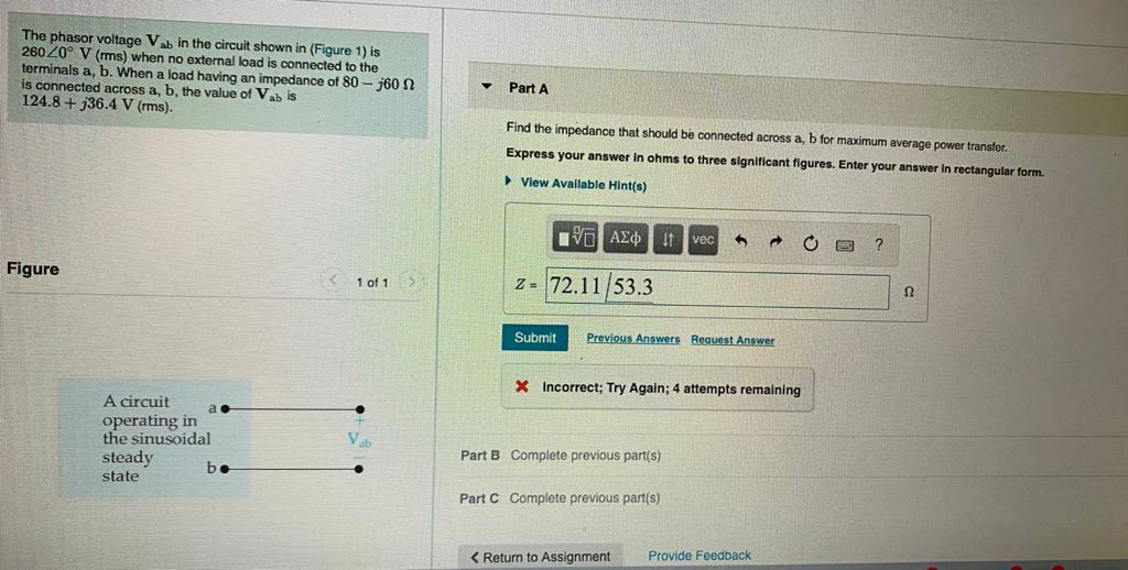 Solved The phasor voltage Vab in the circuit shown in | Chegg.com
