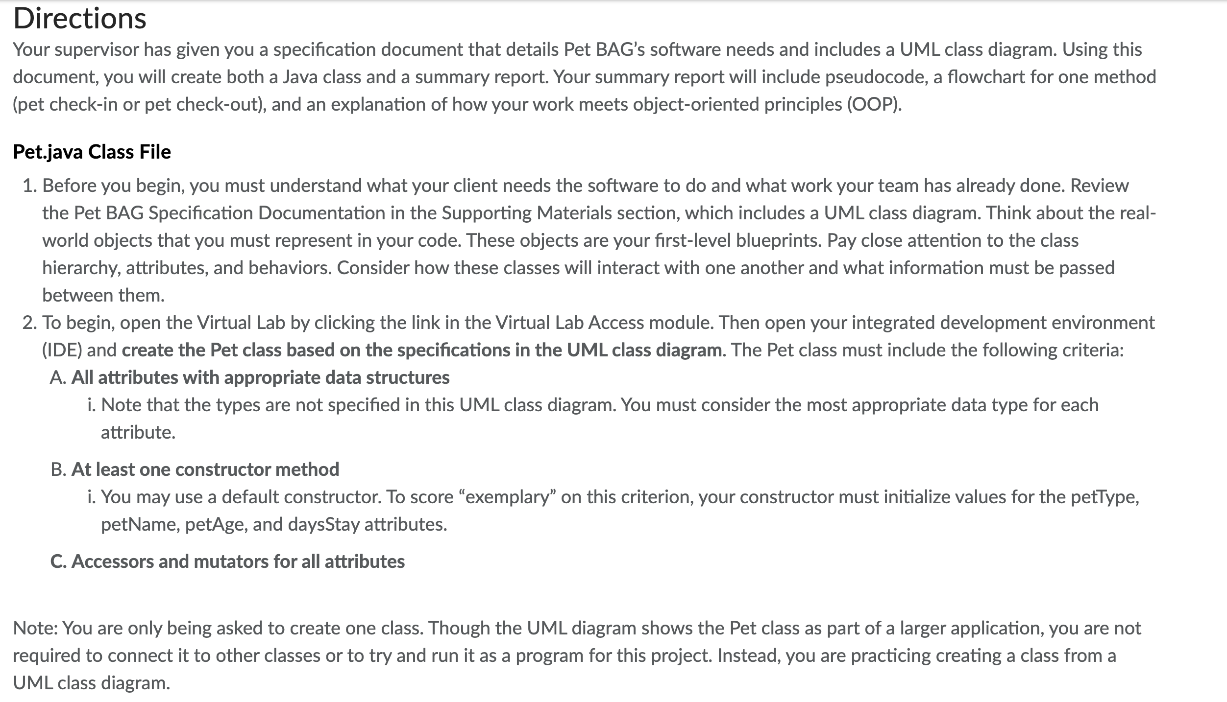 Solved Pet.java Class File1. ﻿Before you begin, you must | Chegg.com
