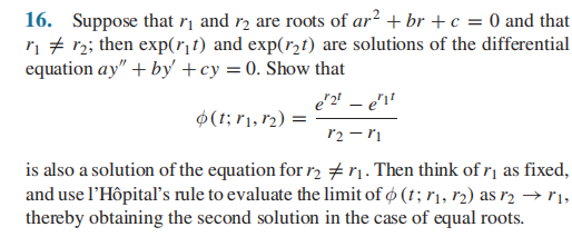 Solved 16. Suppose that ri and r2 are roots of ar2 + br + c | Chegg.com