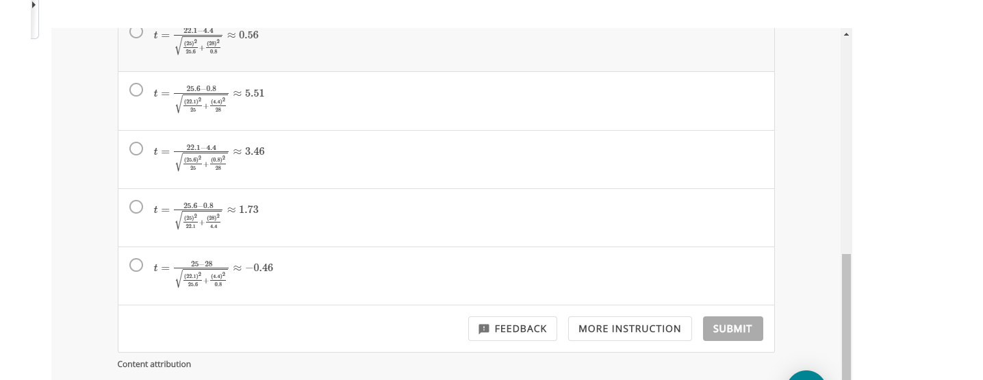 Solved Calculate the test statistic (t-value) for a two-mean | Chegg.com