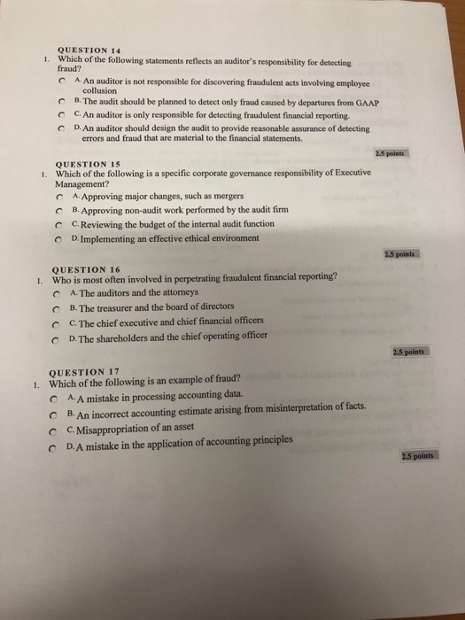 Solved QUESTION 14 1. Which of the following statements | Chegg.com