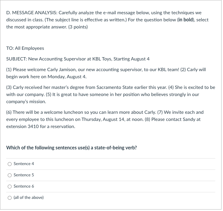 Solved D. MESSAGE ANALYSIS: Carefully analyze the e-mail | Chegg.com