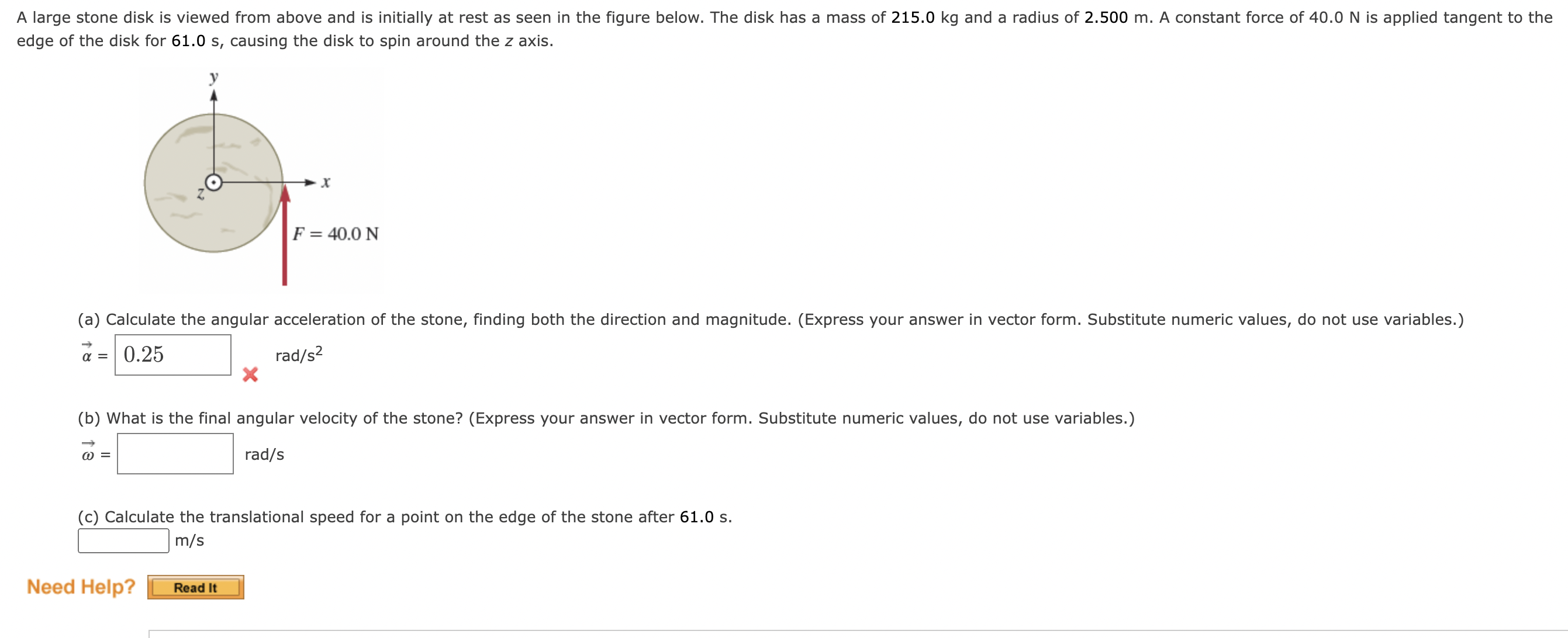 Solved edge of the disk for 61.0s, ﻿causing the disk to spin | Chegg.com