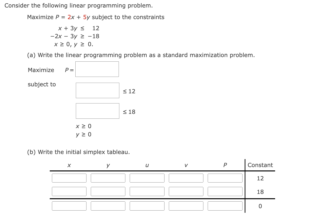 Solved Consider The Following Linear Programming Problem