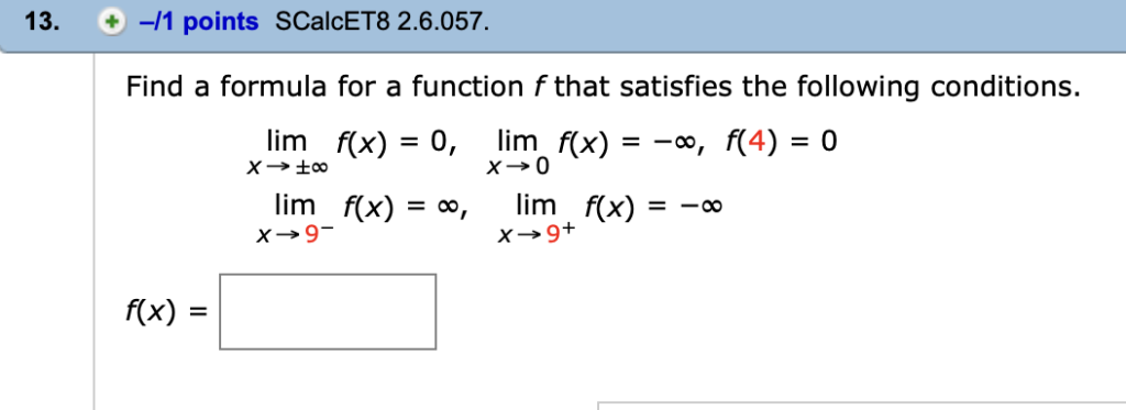 Solved -/1 points SCalcET8 2.6.057. 13. Find a formula for a | Chegg.com